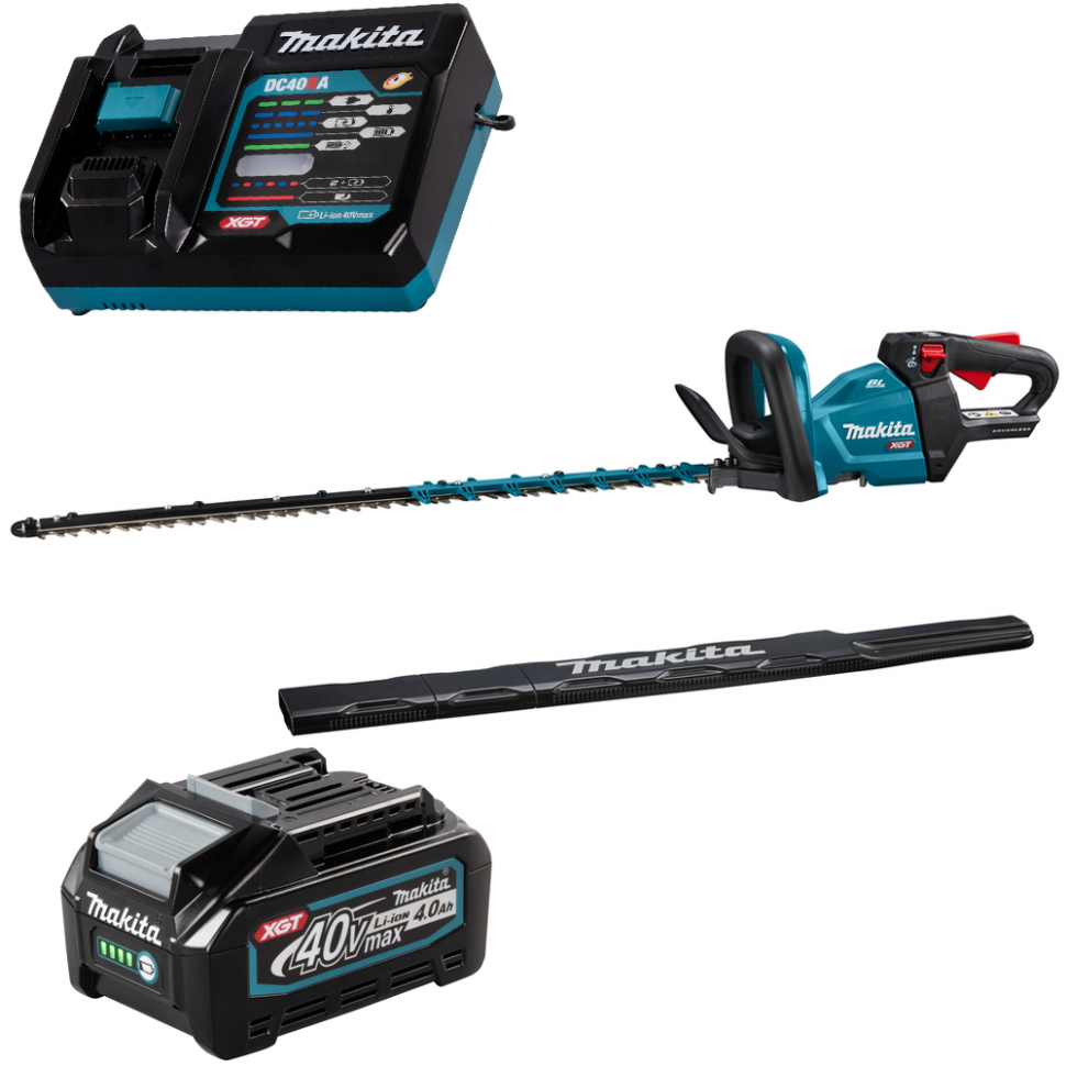 Кусторез аккумуляторный 75см Makita UH005GZ вместе с одним акб BL4040 и DC40RA
