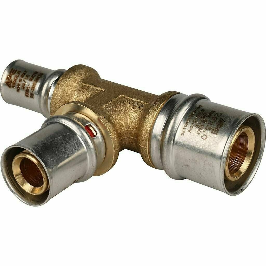 Тройник переходной STOUT SFP-0005-262016 26х20х16 для металлопластиковых труб прессовой