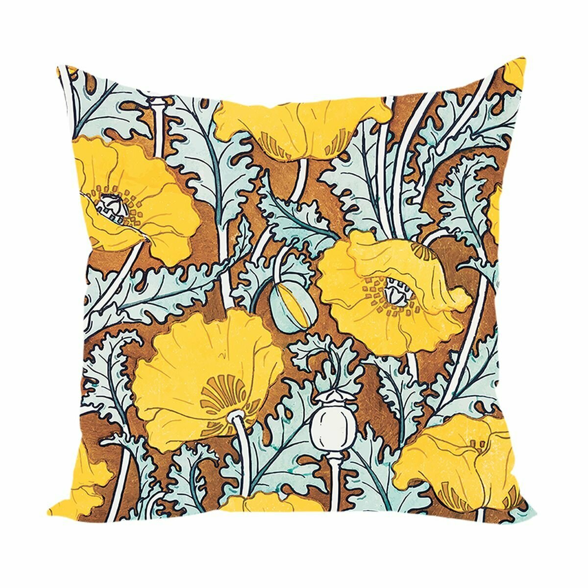 Подушка декоративная Золотые маки Моррис 40х40 велюр