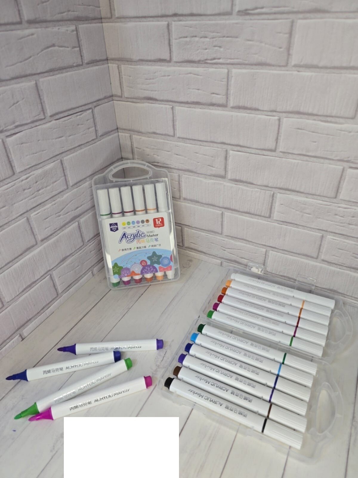 Акриловые маркеры набор для скетчинга и рисования, 12 цветов