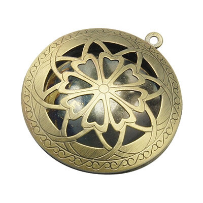 Основа для кулона, 36х32мм (внутренний размер 24мм), раскрывающаяся, бронза, базовый материал - латунь, гравировка, 1 шт.