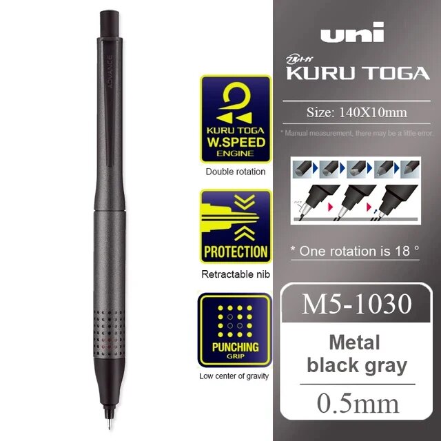 Механический карандаш Uni Kuru Toga ADVANCE 0,5 мм 1pcs Metal gray