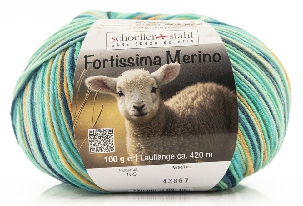Пряжа Austermann 93042 Fortissima Merino 4-fach 100 г 420 м #0105