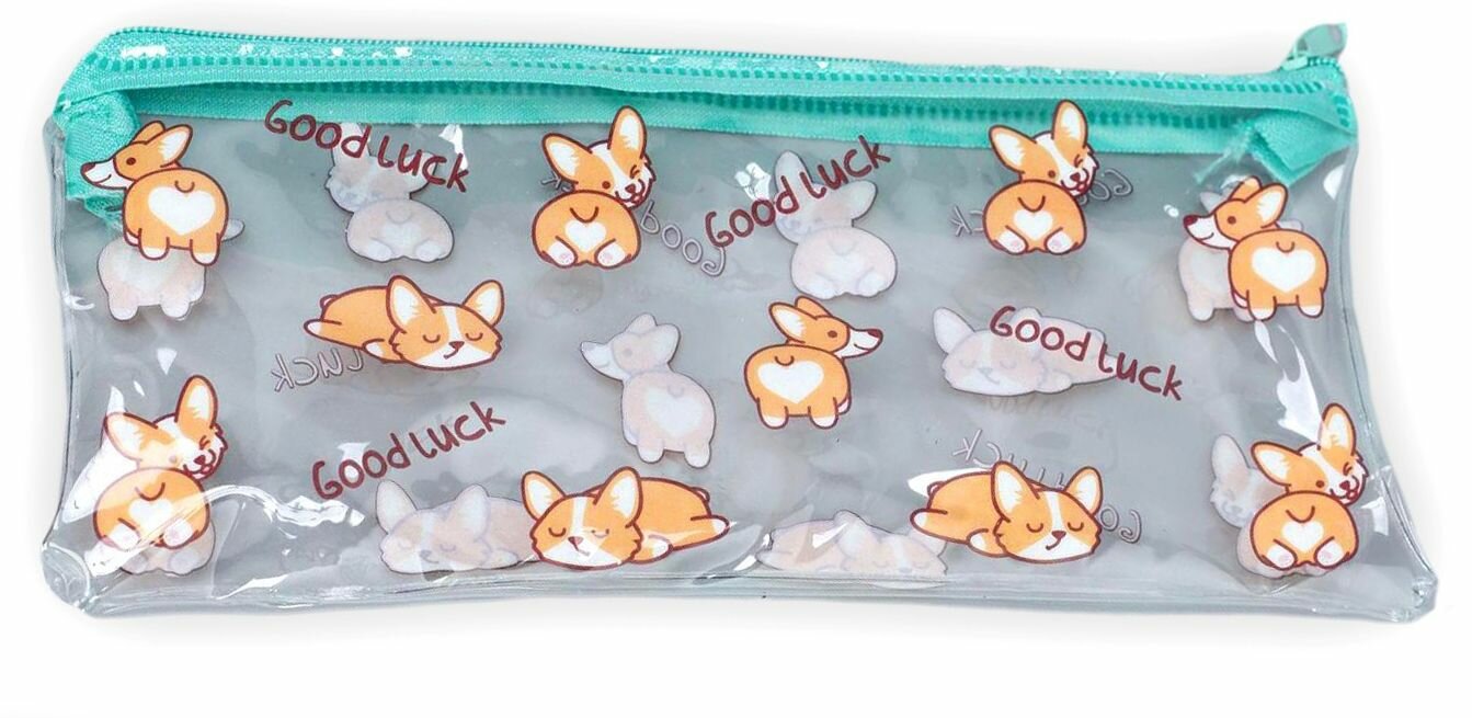 Пенал-косметичка Calligrata "Good Luck" на молнии, школьный чехол без наполнения, 1 отделение, органайзер для карандашей и ручек, 9,5х20,5 см