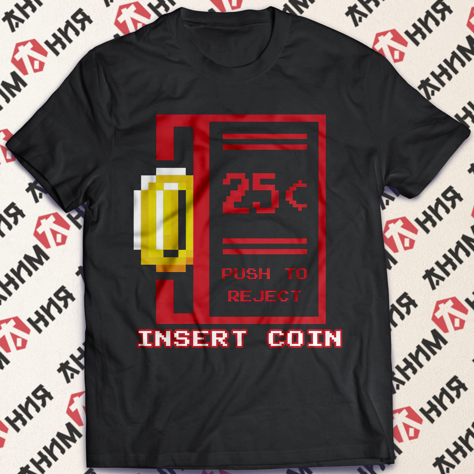 Футболка Футболка, аркадный автомат "Insert Coin", черная размер XL
