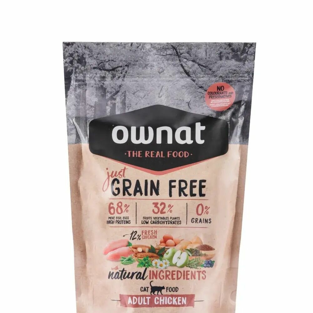 Ownat Adult Chicken Корм сухой беззерновой для кошек, с курицей, 400 гр.
