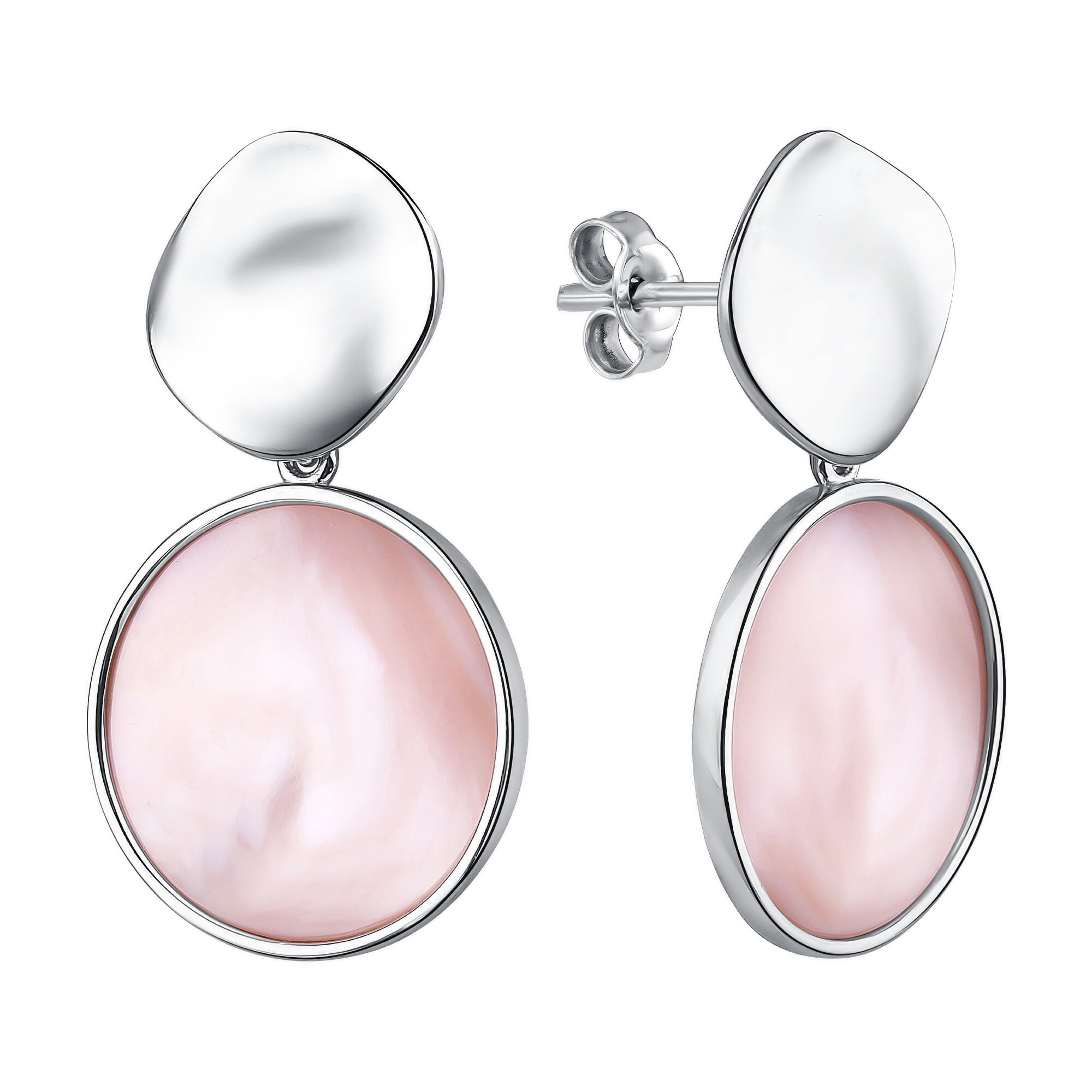 Серьги, серебро, 925 проба, родирование, перламутр