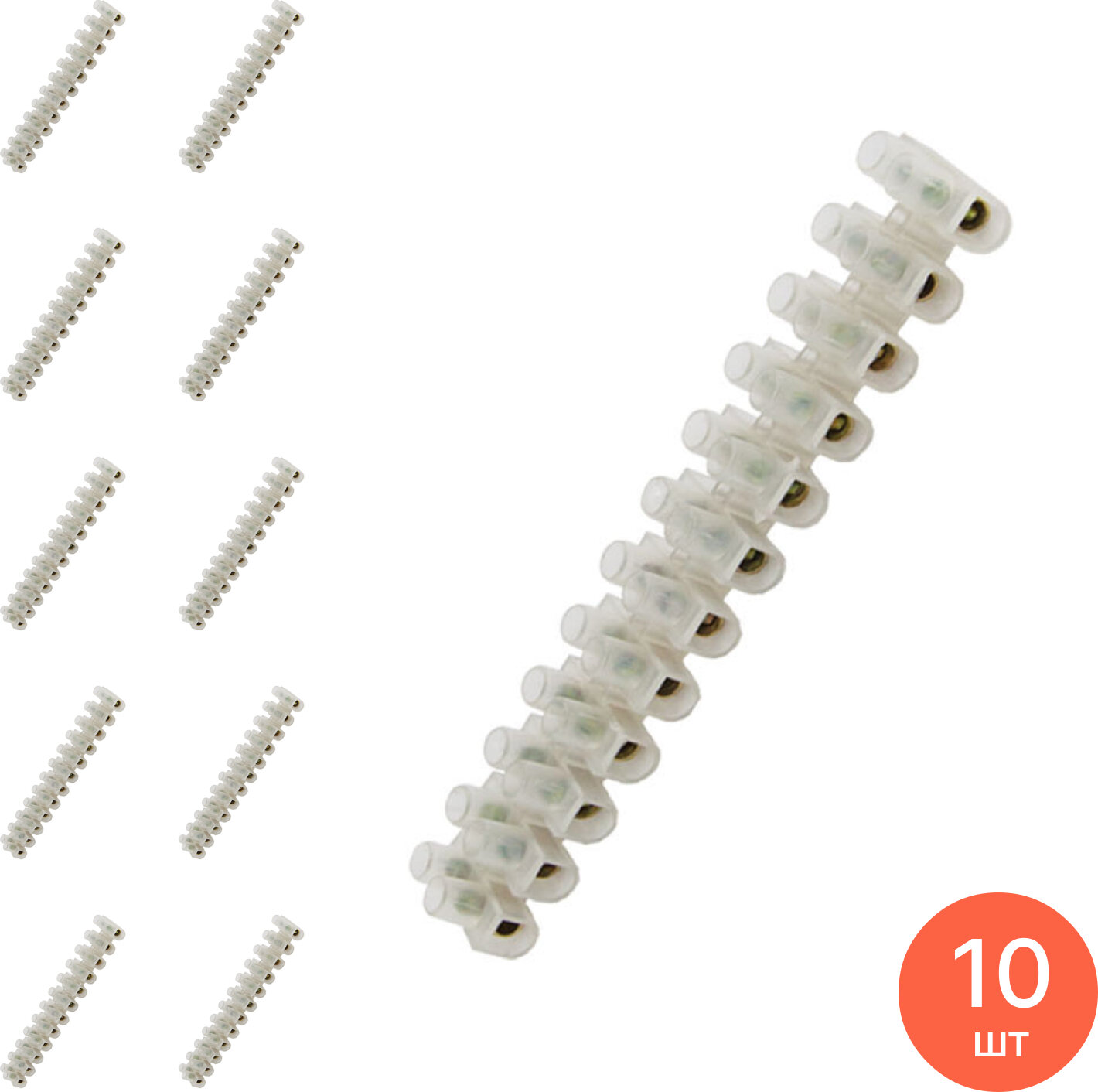 Клеммная колодка TDM Electric / ТДМ Электрик ЗВИ 30 винтовая в корпусе из полиэтилена, белая 12 полюсов, сечение 1.5-10мм2, 30А, 400В / электрика (комплект из 10 шт)