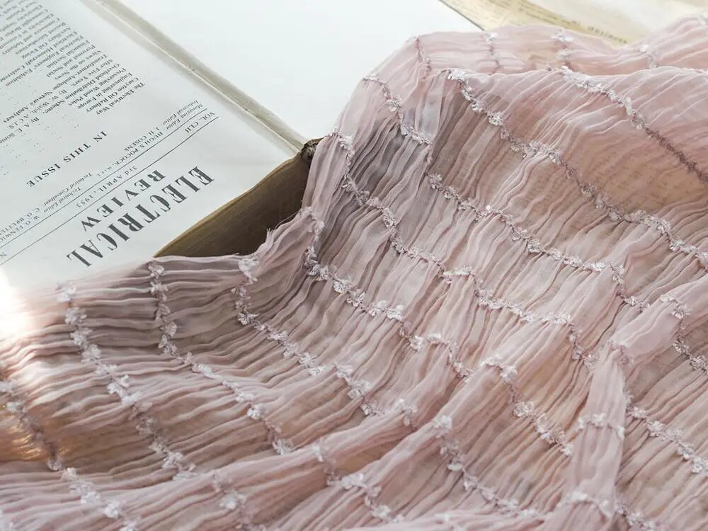 Шифоновая полосатая ткань Lisveick для пошива платья Розовый, pink