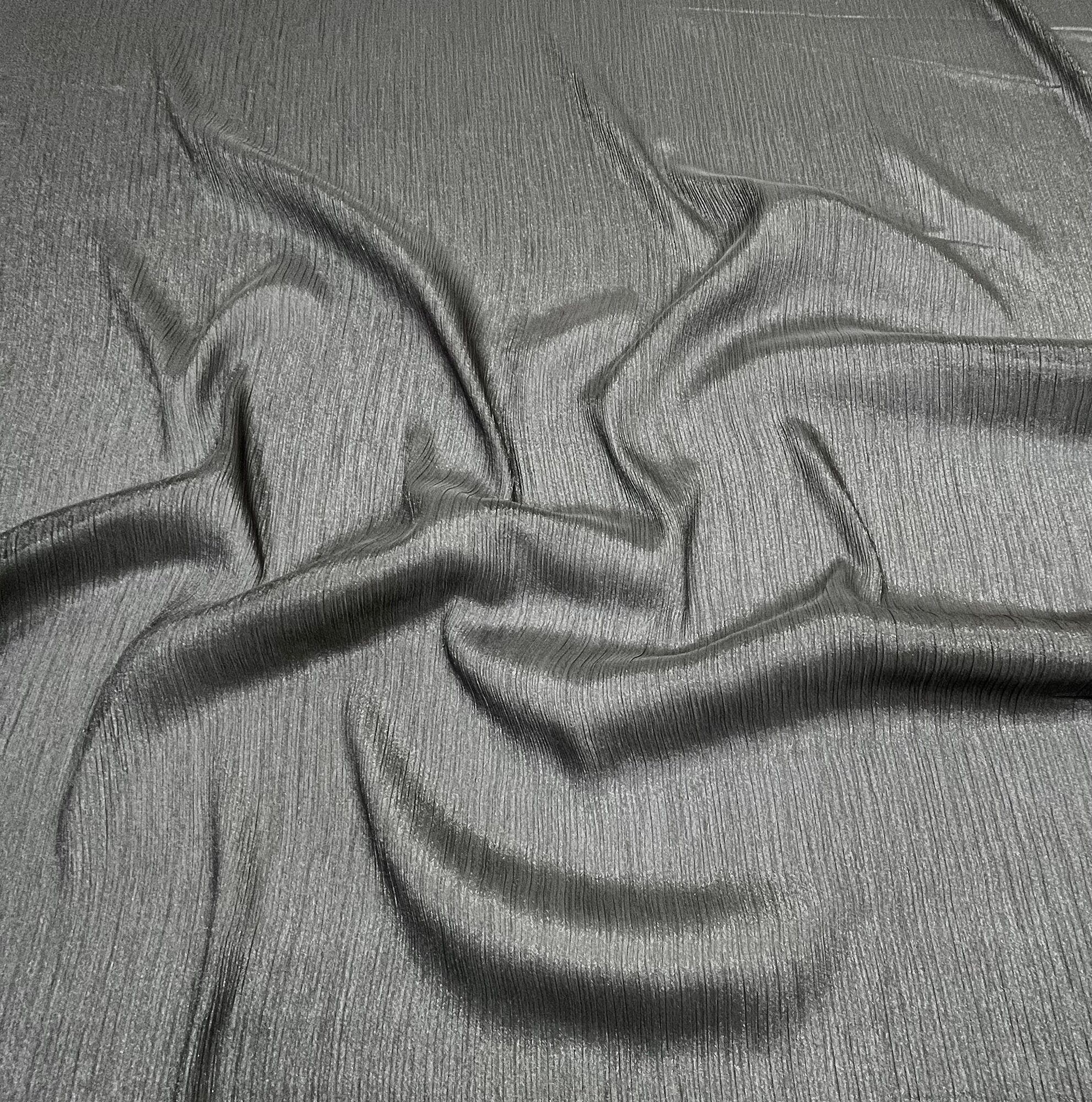 Ткань плательная крэш - шифон, серый цвет, плотность 150 гр, ширина 150 см, любой метраж кратный 1 м