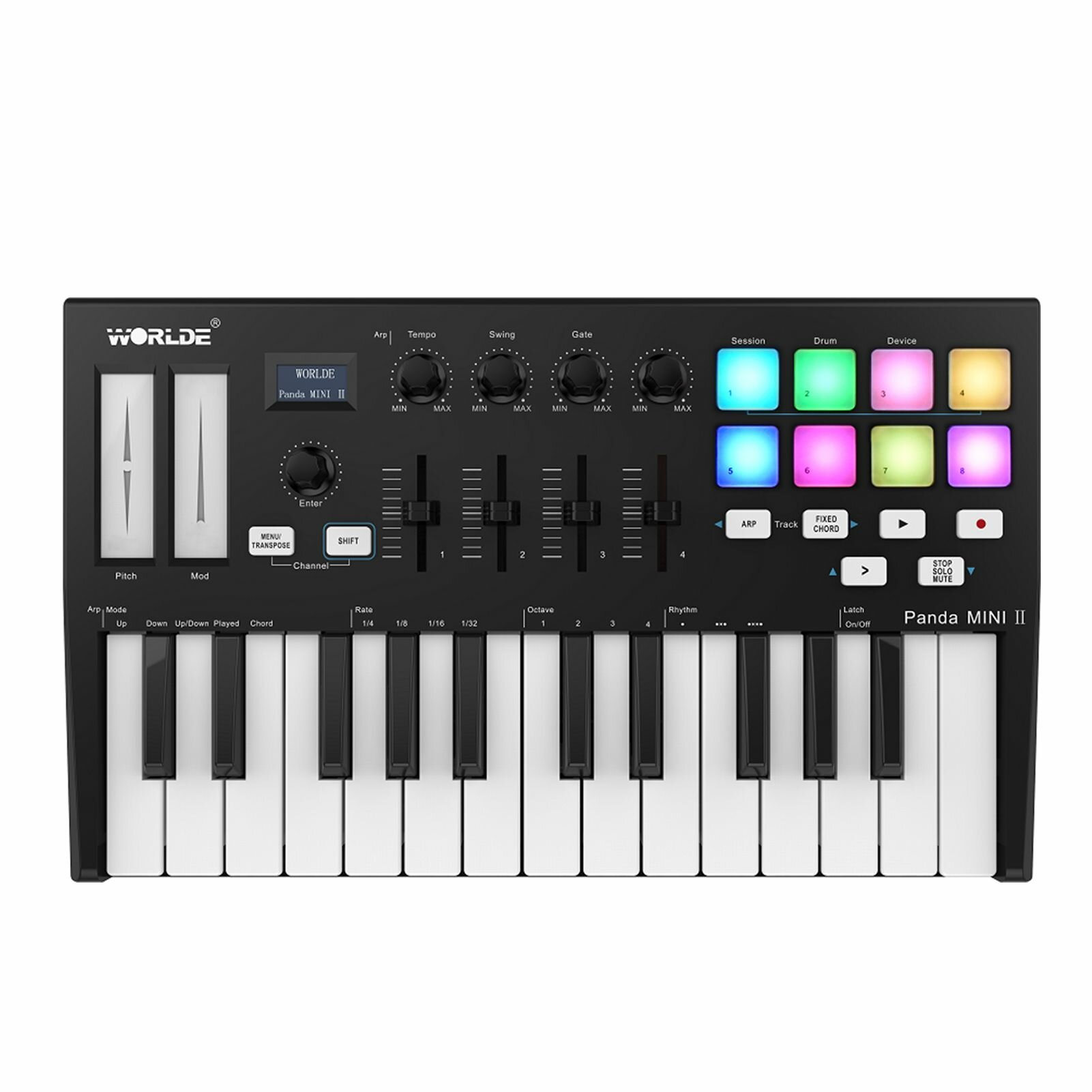 WORLDE Panda MINI II Портативный 25-клавишный USB-контроллер MIDI-клавиатуры