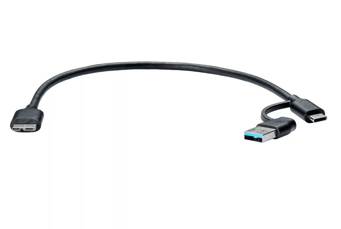 Кабель соединительный 2-in-1 USBA+C to USB3.0 MicroBM 5Gbps, 0.3m медь Telecom _1