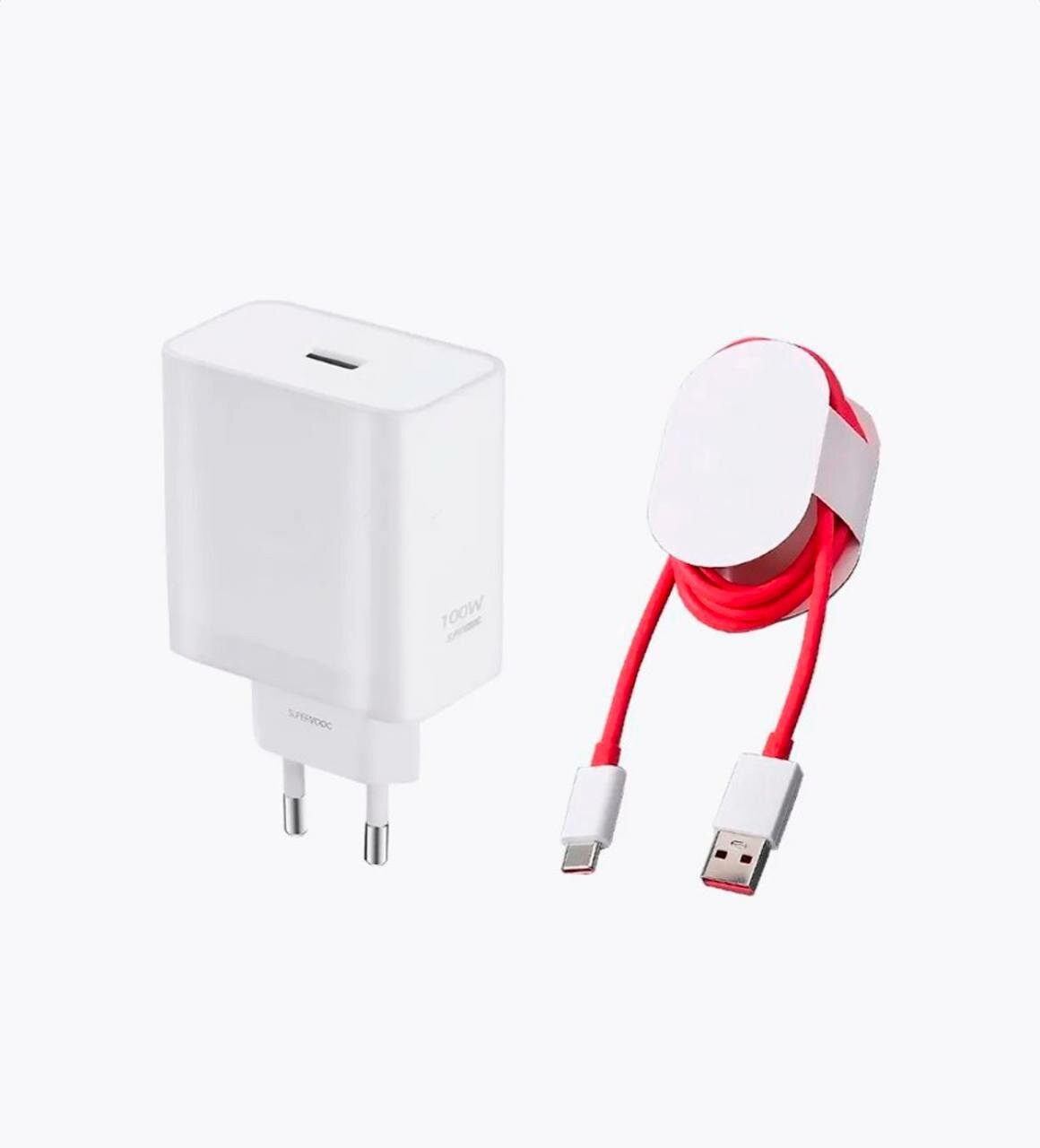 Зарядное устройство с поддержкой быстрой зарядки USB/Type-C для OnePlus/Realme/Oppo 100W EU (Блок питания и кабель)