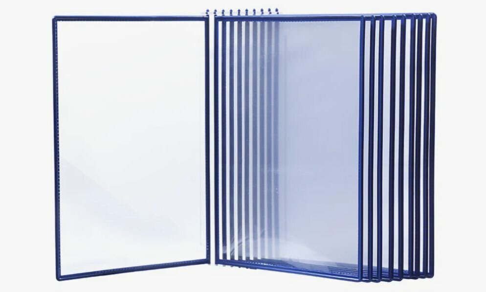 Демосистема настенная на 10 карманов А4 - информационный стенд, цвет синий