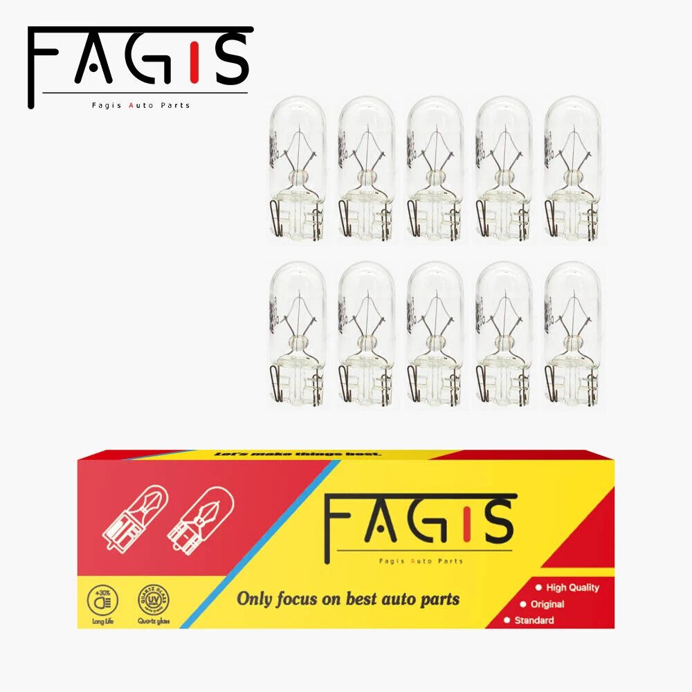 Fagis 10 шт. T10 Галоген W5W 194 158 Клинок 12 В 5 Вт Авто Лампа Теплые Белые Лампы Инструментальный Свет Автомобильные Лампы Для Чтения Габаритная Лампа