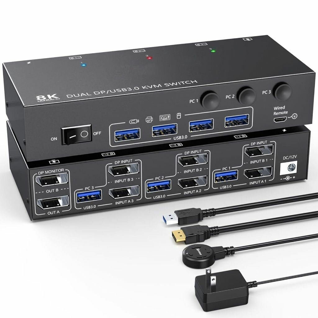 KVM302DP USB3.0 DP KVM-переключатель штекер стандарта США