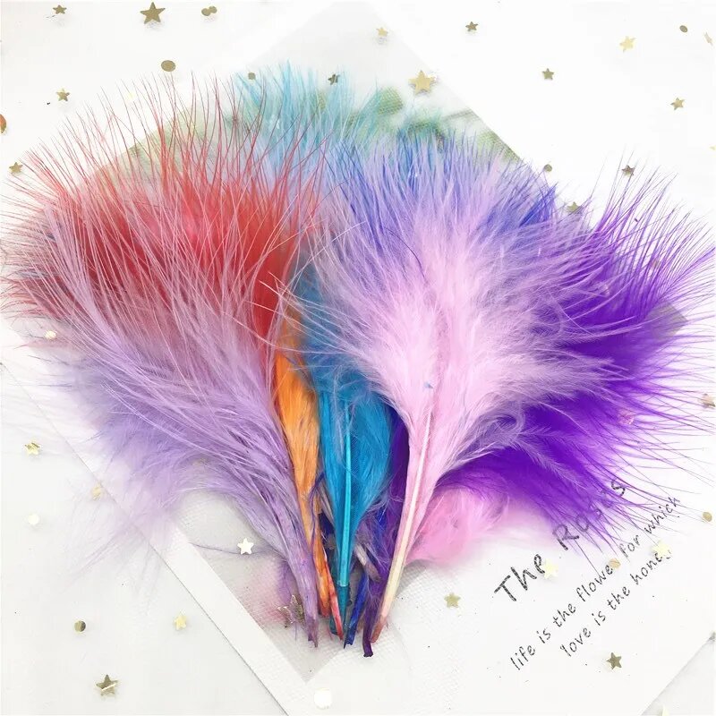 Перья индюка окрашенные, mix color, 7-10см, 50шт