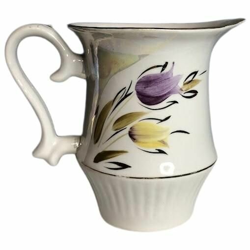 Молочник винтажный, Барановский ФЗ, "тюльпан", фарфор, ручная роспись, позолота, перламутр