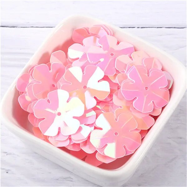 Белые пятилепестковые блестки ПВХ Lucky Sewing 14 мм/20 мм Розовый, 20mm, AB Pink