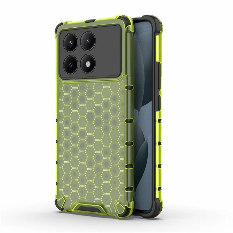 Зеленый чехол для Xiaomi POCO X6 Pro, ударопрочный, сотовый