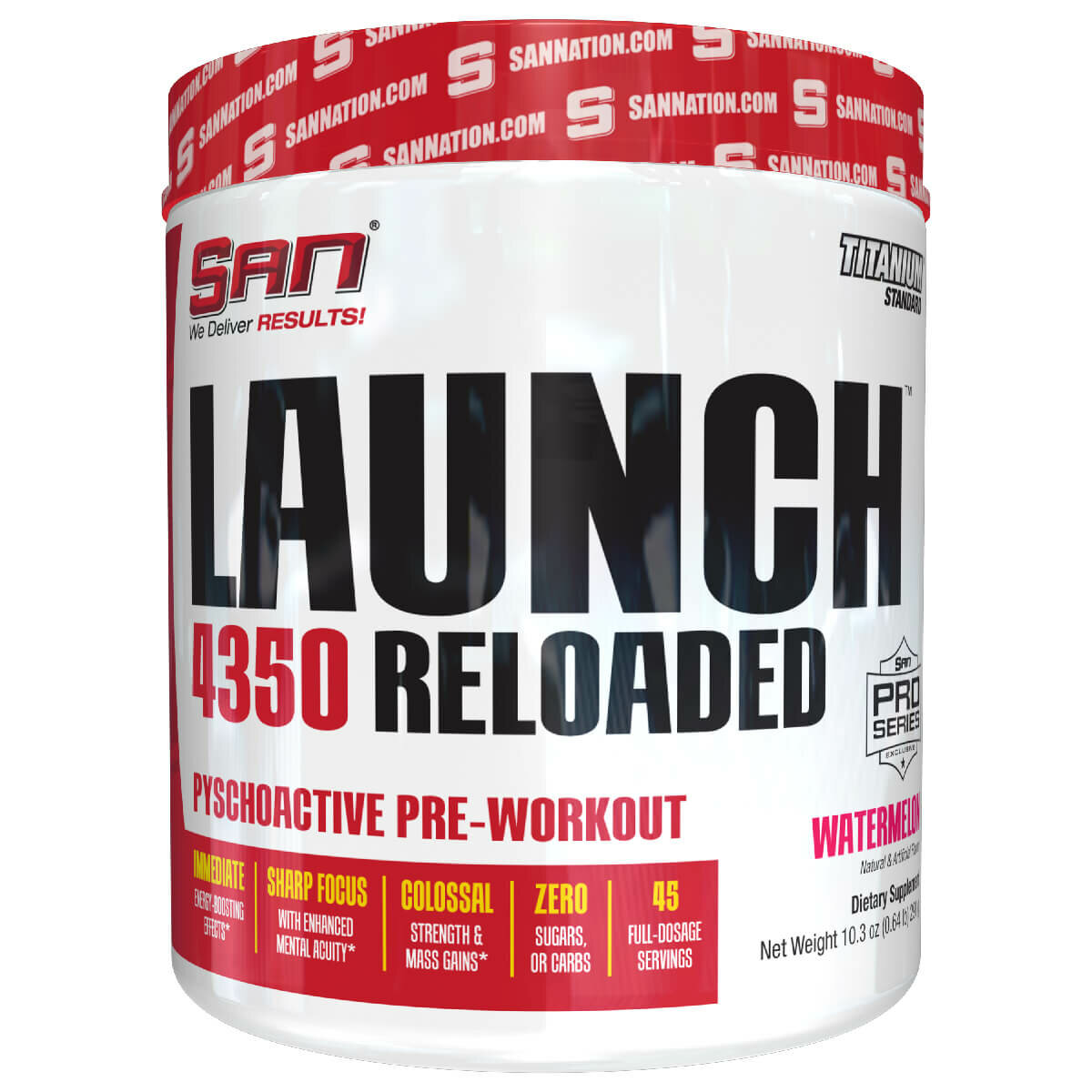 Предтренировочный комплекс SAN Launch 4350 Reloaded, со вкусом арбуза, 272 г, SAN