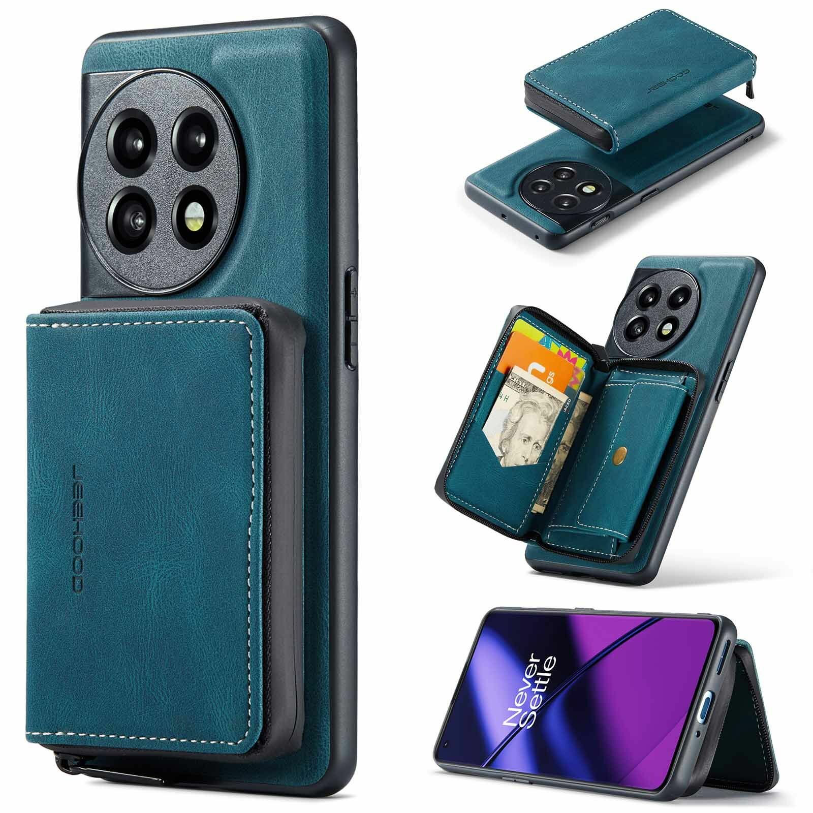 JEEHOOD Тонкий кожаный чехол для OnePlus 11(Ван Плас 11), защитный чехол для телефона, съемный чехол-кошелек с карманом