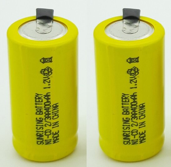 Аккумулятор 2/3 AA(14*28 мм) Ni-Cd SUNRISING, 1.2 В, 400 мАч с лепестками, 2 шт