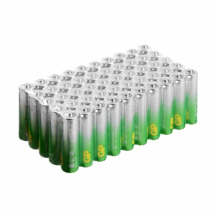 Батарейка алкалиновая GP Super Alkaline G-tech, AA, LR6-50BOх, 1,5 В, набор, 50 шт