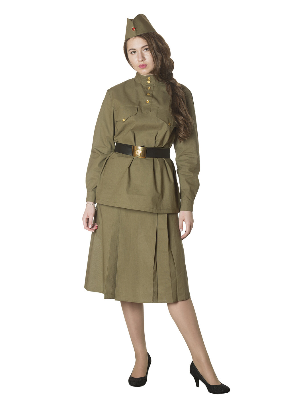 Женская военная форма гимнастерка с юбкой р.176-180 (р.48-50) бязь, хаки