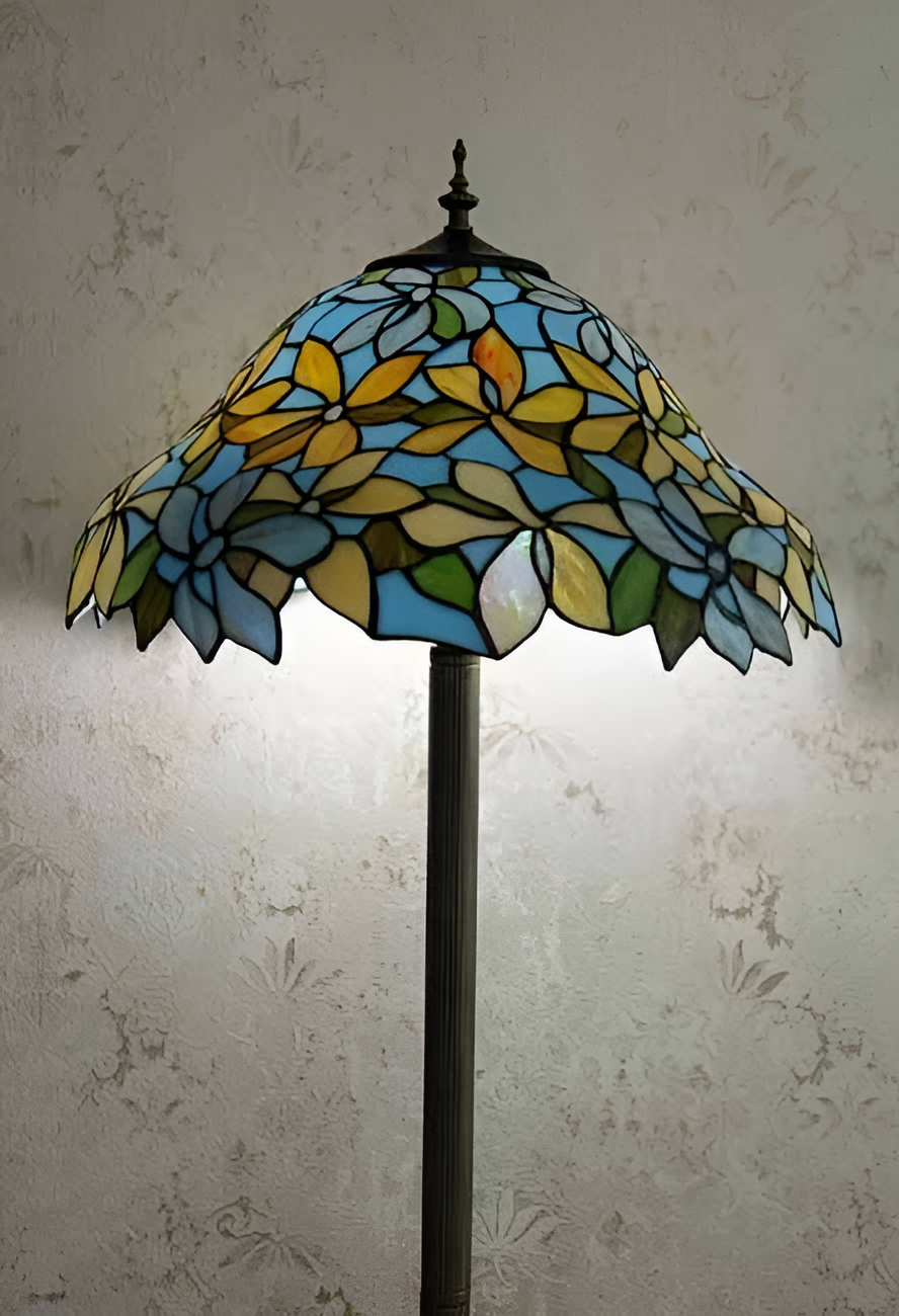 Торшер тиффани RCN 013 F-01 витражное стекло, основание метал