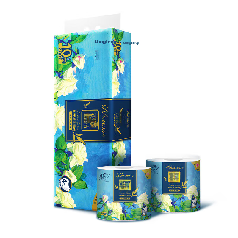 Qingfeng Youxin Toilet Paper, Floral Essence Premium 4-Ply 200g*10 Rolls, Toilet Paper Roll