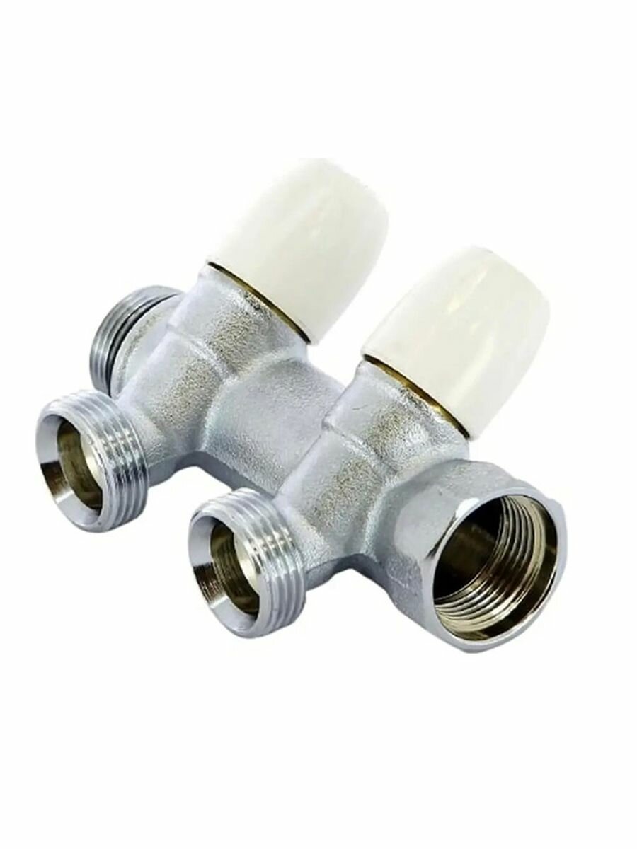 Коллектор с вентилями Tiemme 1"нв - 2 х 1/2' хром 1860022(1868K160402)