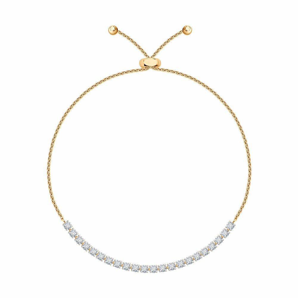 Браслет, красное золото, 585 проба, бриллиант выращенный