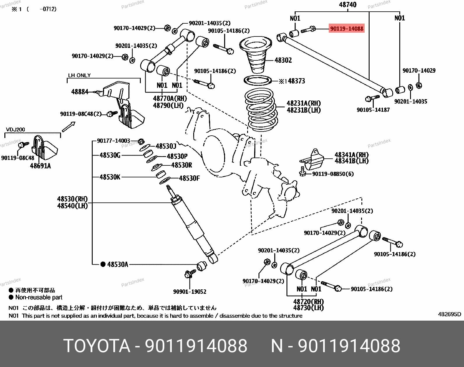 Бoлт автомобильный, TOYOTA 9011914088