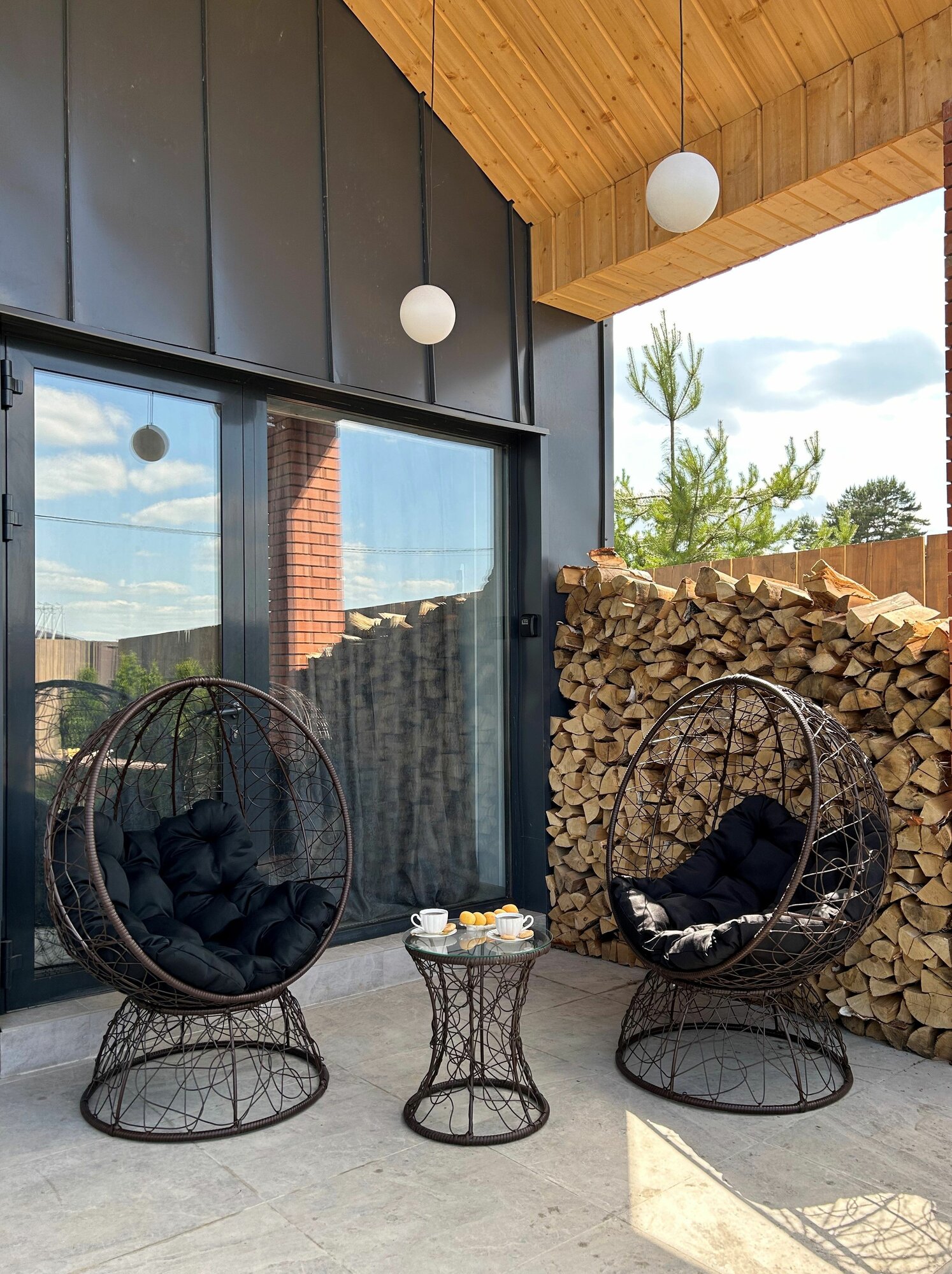 Набор садовый ореон коричневый 2 кресла, столик, 2 подушки (черный, полиэстер)