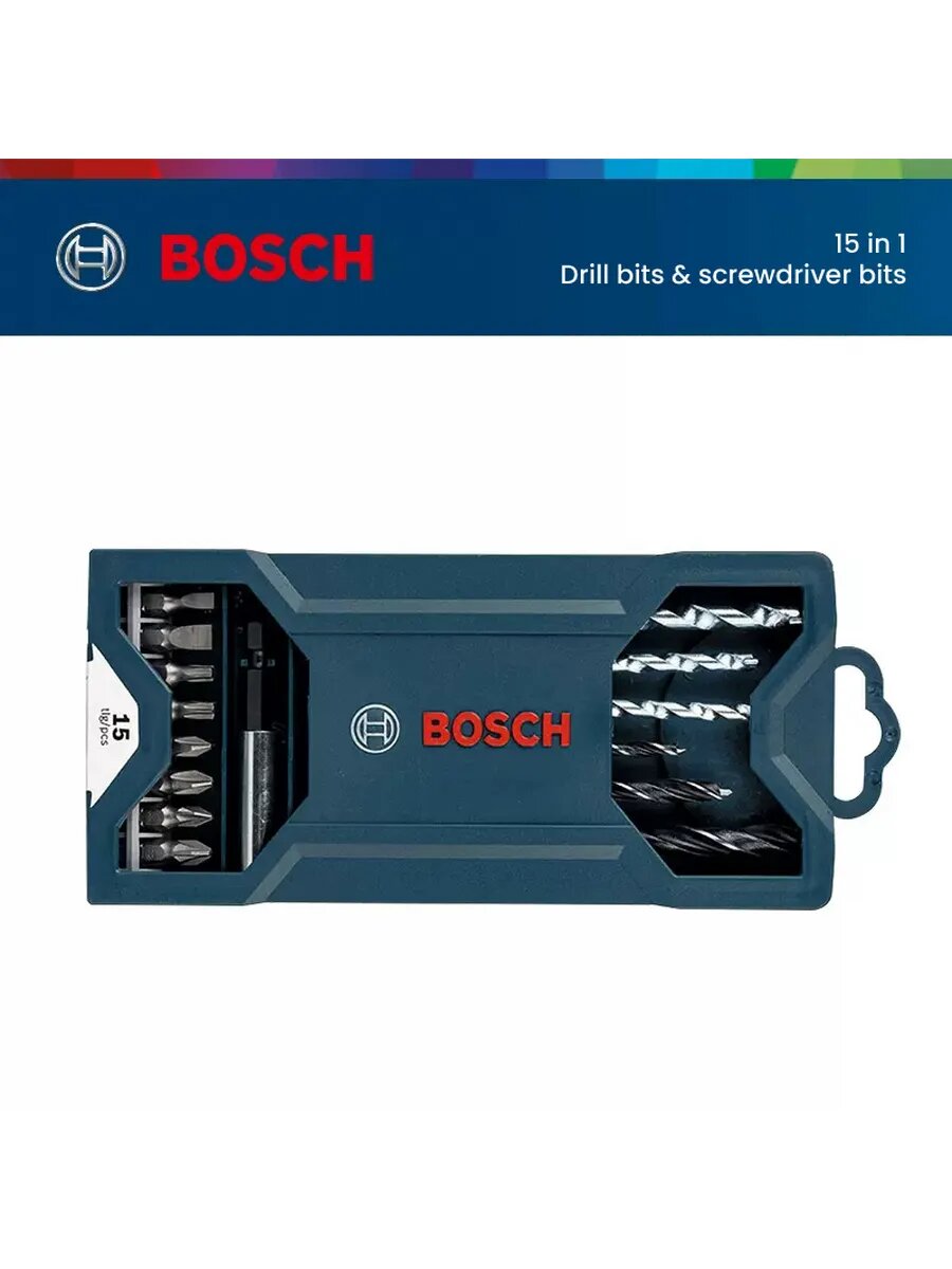 Набор отверток Bosch, легированная сталь, магнитные, 15 предметов, в кейсе