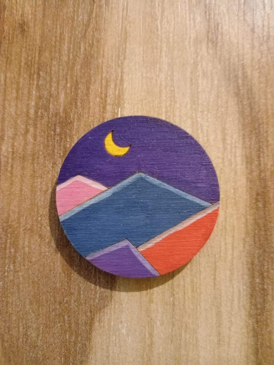 Магнит на холодильник "Арабская ночь", дерево, круглый, диаметр 4.5 см неодимовый магнит