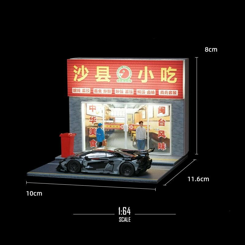 Реальный 1:64 миниатюрный Макдональдс, круглосуточный магазин 711, модель сцены здания супермаркета, уличная сцена на автостоянке