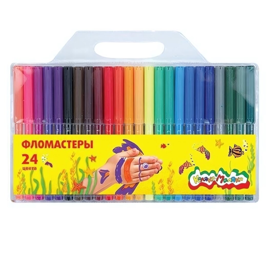 Фломастеры 'Каляка-Маляка' 24 цвета, легкосмываемые, круглый корпус