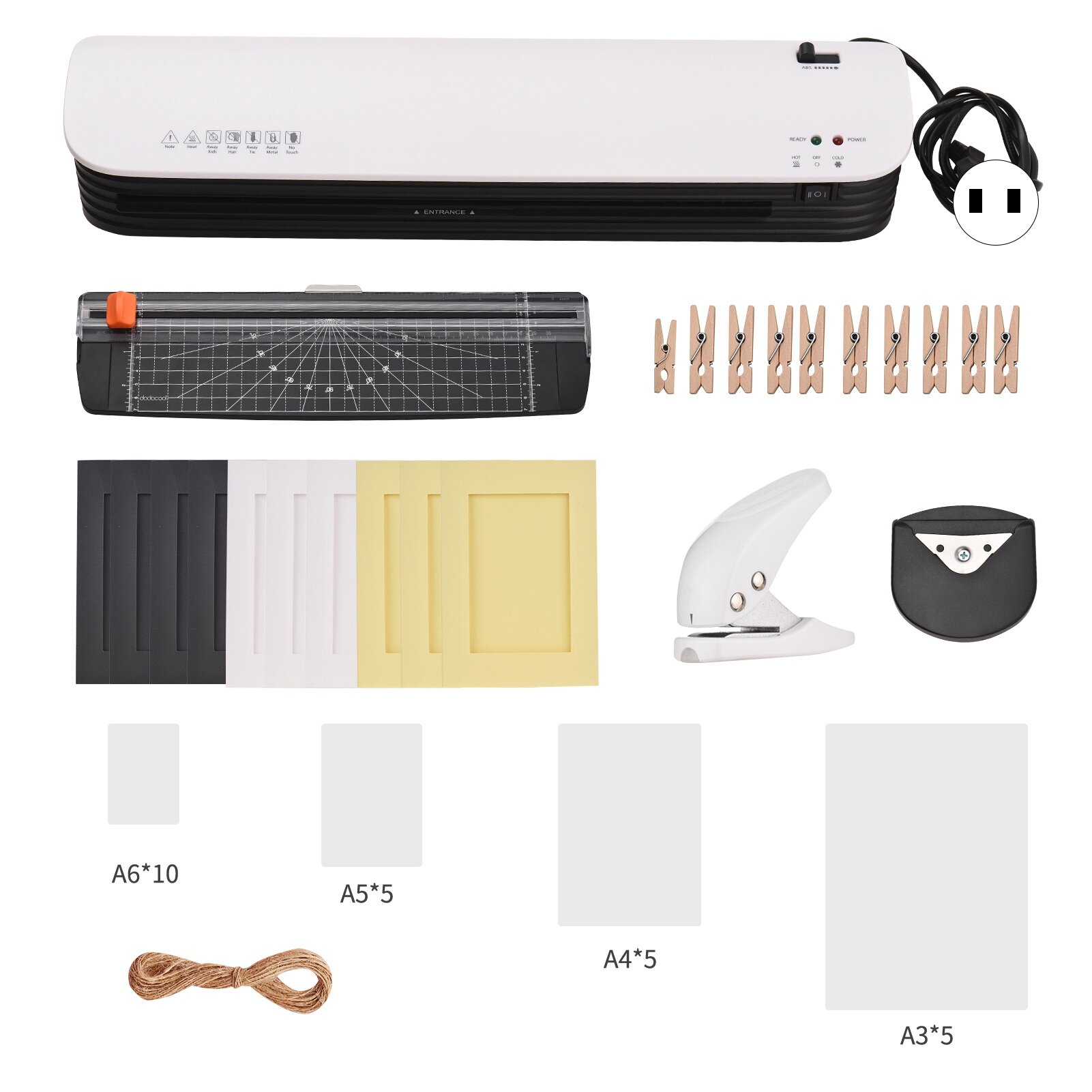 Ламинатор SL399, комплект для горячего и холодного ламинирования формата A3, 2 ролика, 25 пакетов для ламинирования A3/A4/A5/A6, закруглитель углов, подходит для дома, офиса и школы.