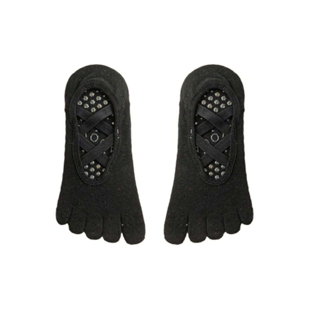 Носки для йоги с пятью пальцами, женские черные, одинарный размер