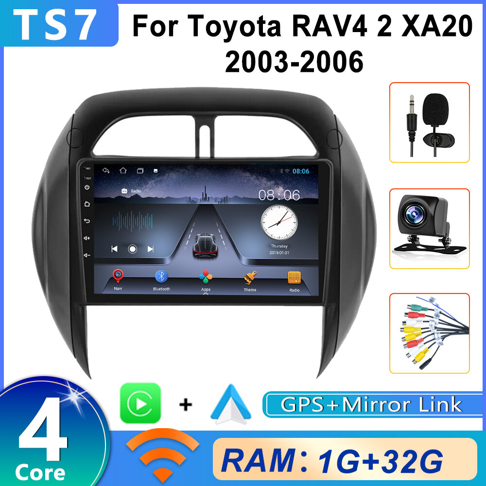 Android Магнитола для Toyota Rav4 2 XA20 (2003-2006) / Автомагнитола Андроид Тойота Рав4 2 2006-2013 Wifi Bluetooth Gps навигатор Мультимедиа автомабиля