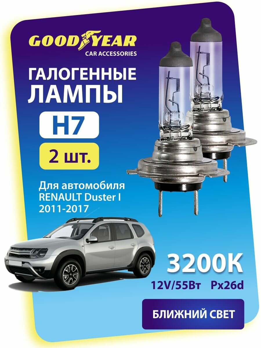 Галогеновые лампы H7 на RENAULT Duster 1 (рено дастер 1) 2011, 2012; 2013 -2017