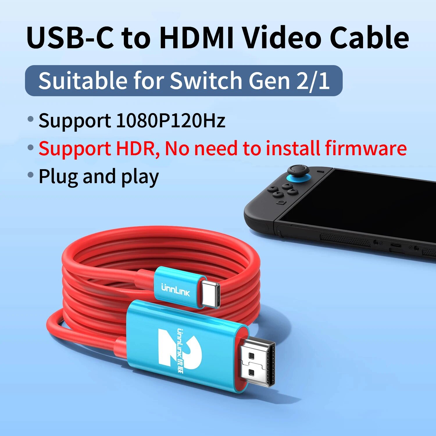 Unnlink Видеокабель USB C к HDMI 100 Вт