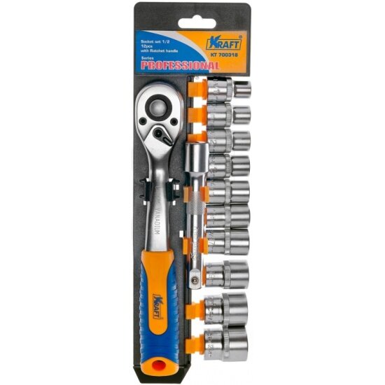 Набор торцевых головок Kraft KT 700318, 1/2'Dr 12 предметов