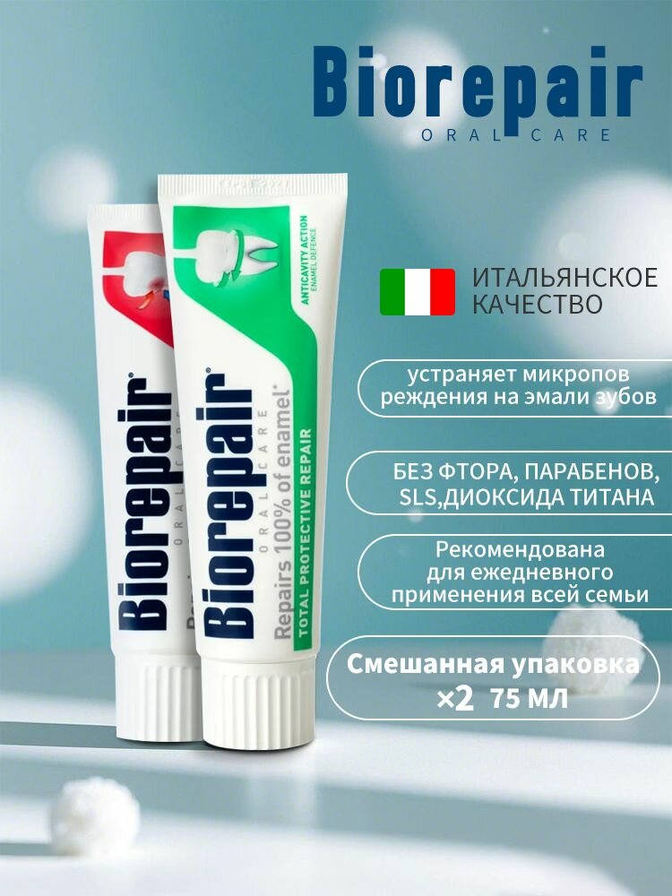 Зубная паста Biorepair Pro White, Fast Sensitive Repair, 75 мл, 2 шт