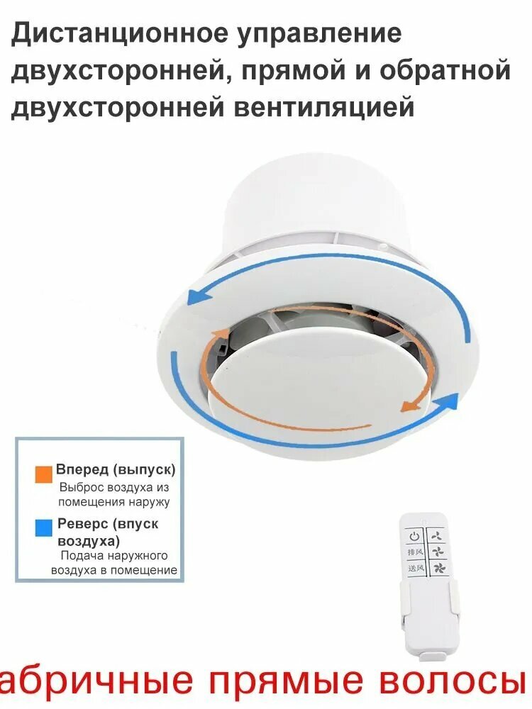 Реверсивный вытяжной вентилятор с дистанционным управлением,100мм Канальные вентиляторы 160 куб. м/ч.