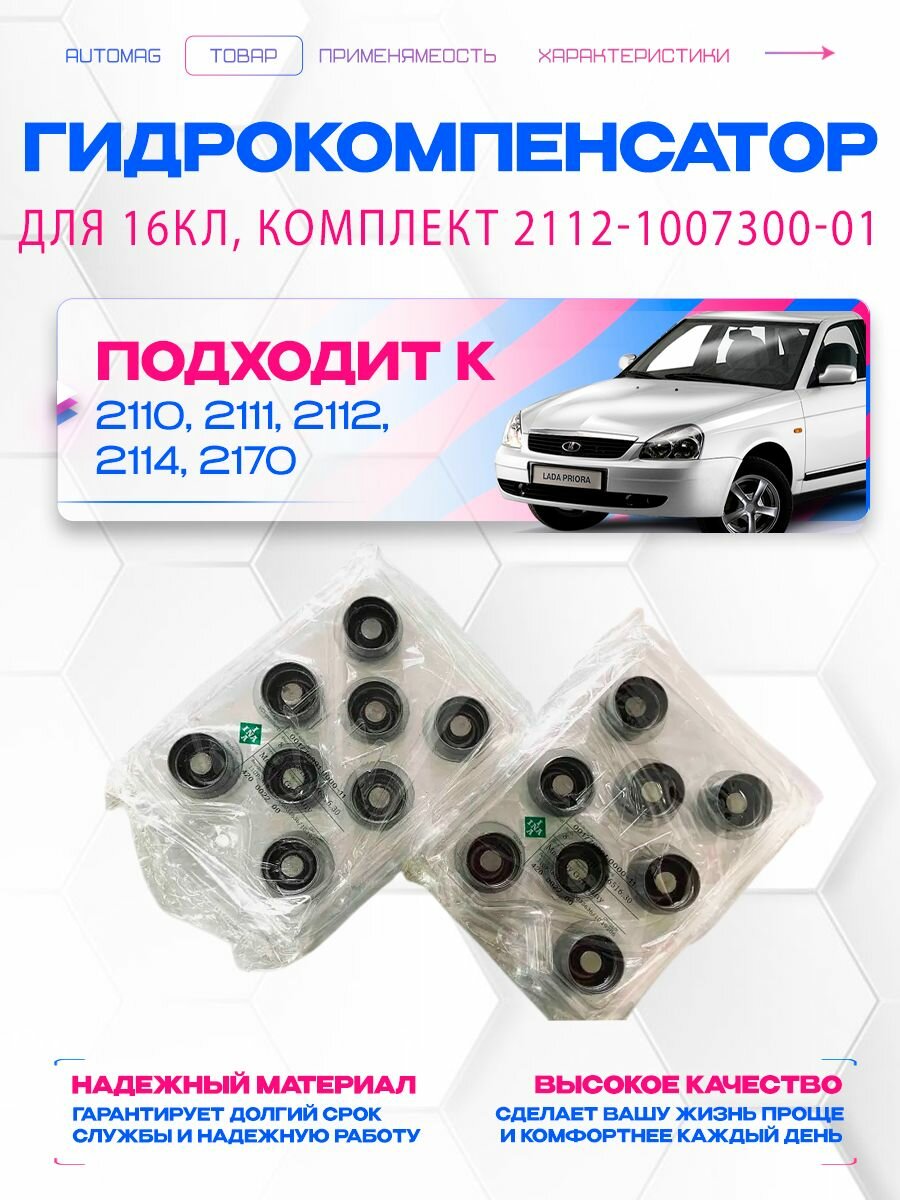Комплект гидрокомпенсаторов INA, 16 кл, Priora, Kalina, Granta, Vesta, комплект 16 шт, 2112-1007300-01