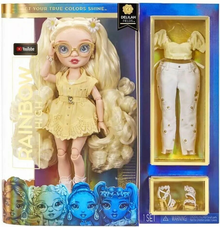 Rainbow High Delilah кукла, очки и комплект одежды для смешивания и сочетания - Отличный подарок для детей 6-12 лет 28cm