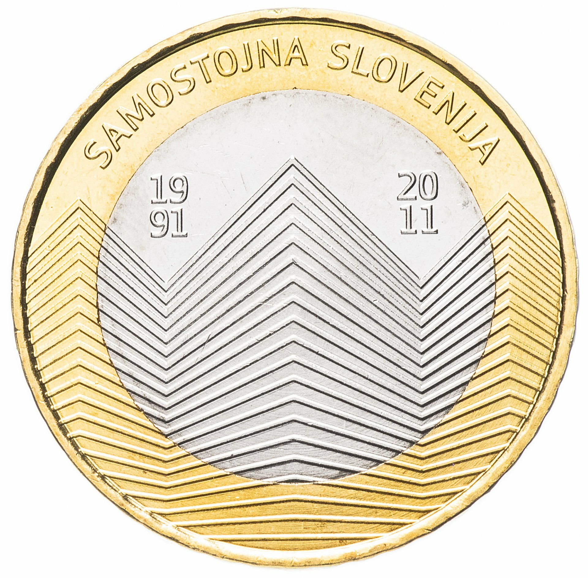 Словения 3 евро euro 2011 "20 лет Независимости", Биметалл, в сохранности UNC